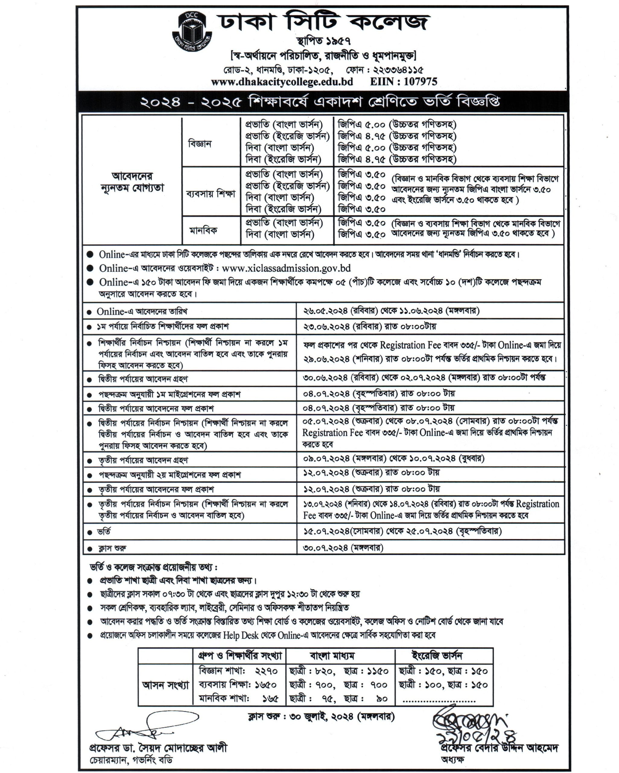 Dhaka City College HSC Admission Circular & Result 2025-26